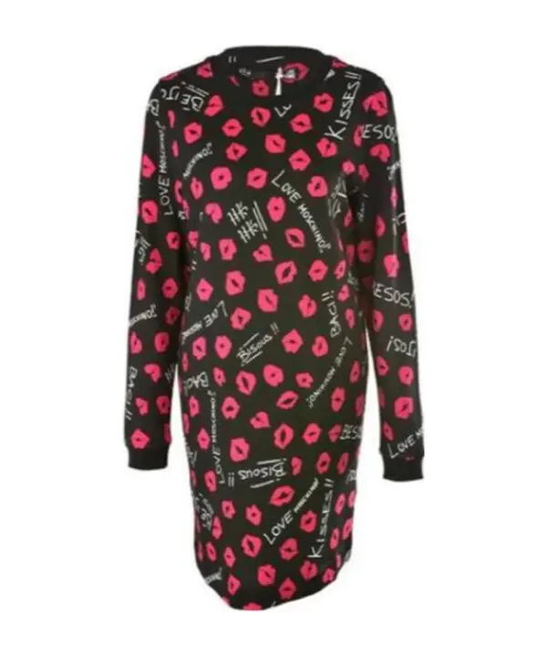Moschino Long Sleeve Lipstick Print Dress
