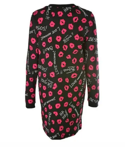 Moschino Long Sleeve Lipstick Print Dress