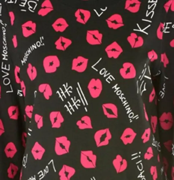 Moschino Long Sleeve Lipstick Print Dress