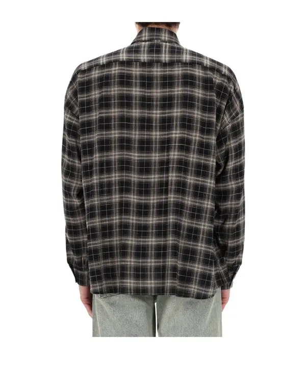 SUNFLOWER Checked Button-up Shirt - Black