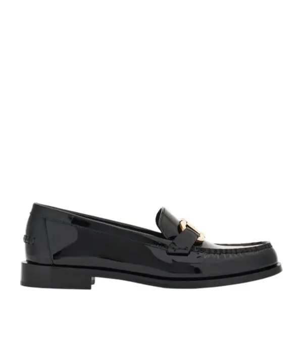 FERRAGAMO Gancini Ornament Patent Leather Moccasins