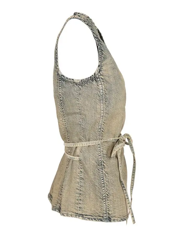 DIESEL® Brush Denim Wrap Top - Medium Blue