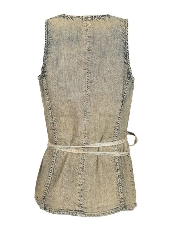 DIESEL® Brush Denim Wrap Top - Medium Blue