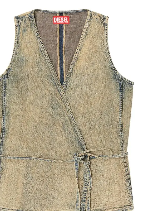 DIESEL® Brush Denim Wrap Top - Medium Blue