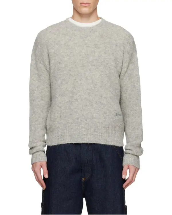 Ami Crew Neck Knitted Sweater - Light Gray