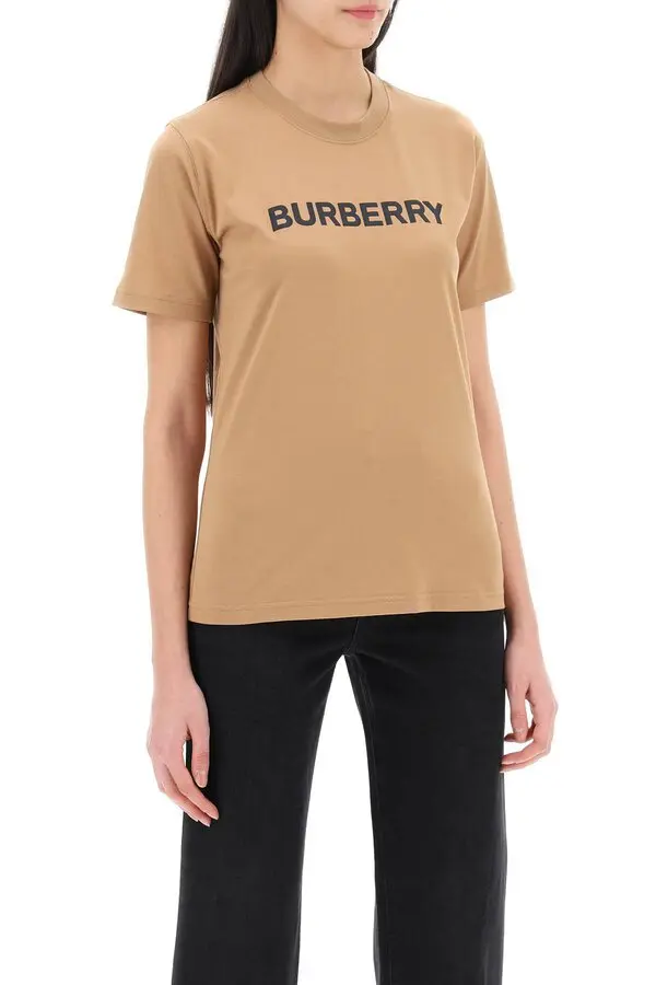 Burberry Logo Printed Crewneck T-shirt - Nude