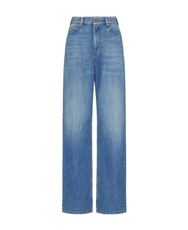 Valentino Garavani Wide Leg Jeans With Logo Detail - No
