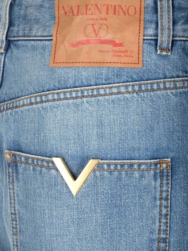 Valentino Garavani Wide Leg Jeans With Logo Detail