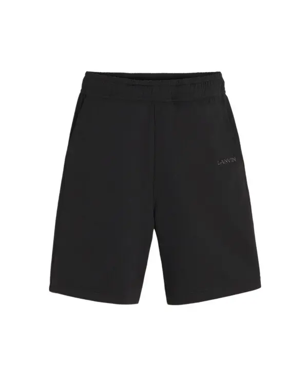 LANVIN Embroidered Logo Bermuda Shorts - Black