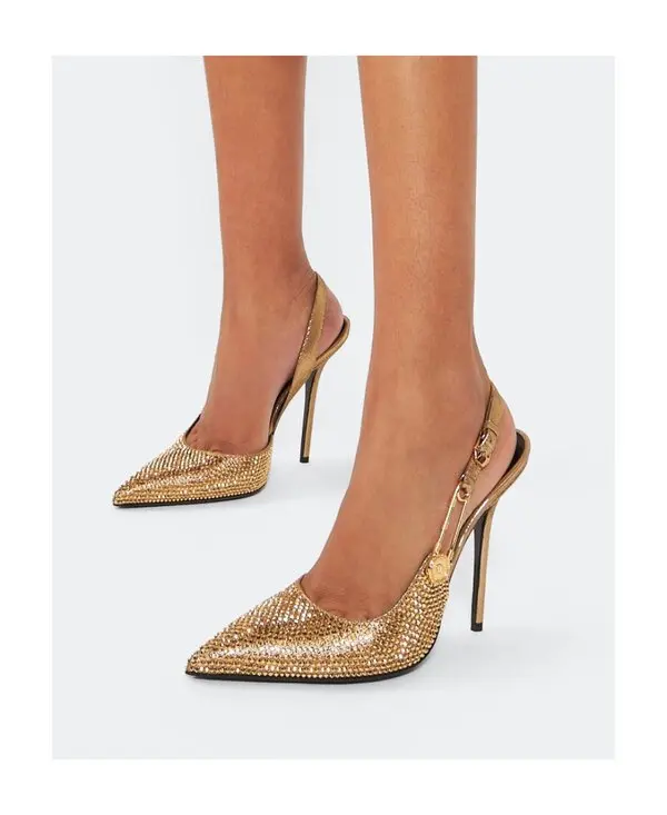 Versace Crystal-embellished Slingback Pumps