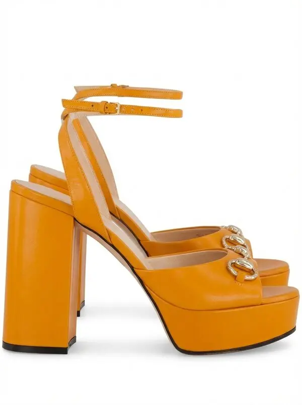 Gucci Horsebit Platform Sandals - Orange