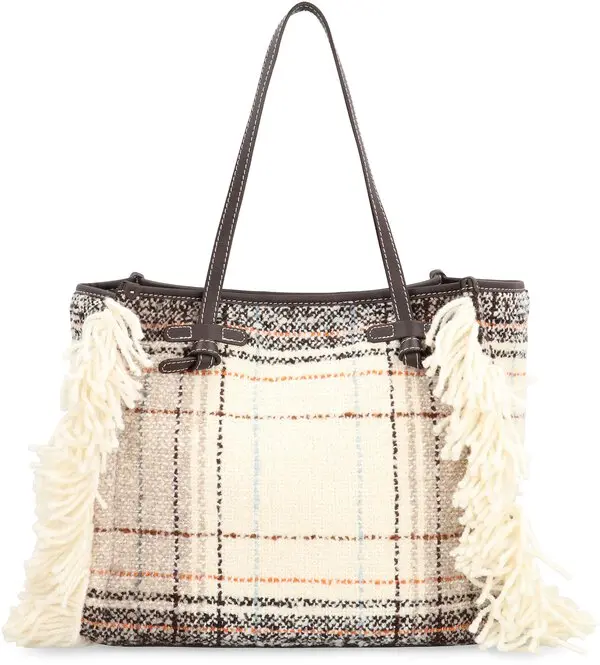 GIANNI CHIARINI Plaid Fringe Tote Bag