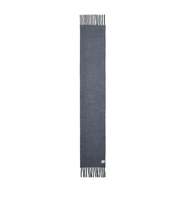 Ami Logo Tag Fringed Scarf - Black