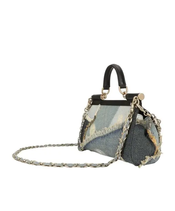 Dolce & Gabbana Medium Patchwork Denim Sicily Handbag - Multicolor