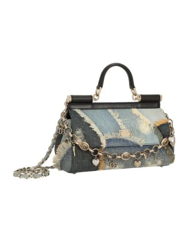 Dolce & Gabbana Medium Patchwork Denim Sicily Handbag - Multicolor