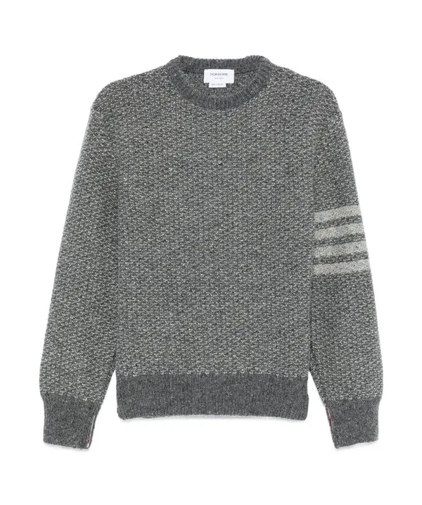 Thom Browne 4-bar Textured Knit Sweater - Medium Gray