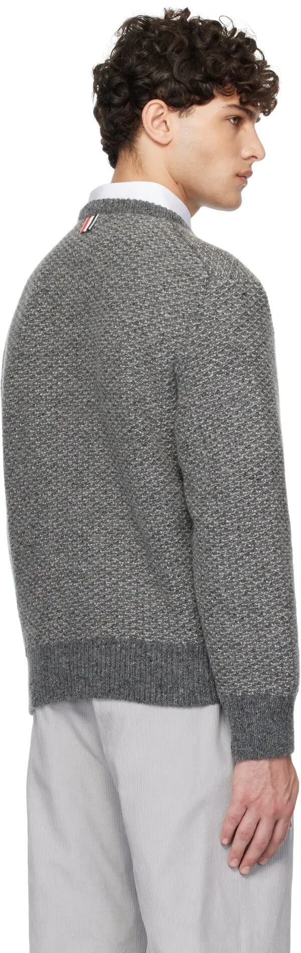 Thom Browne 4-bar Textured Knit Sweater - Medium Gray
