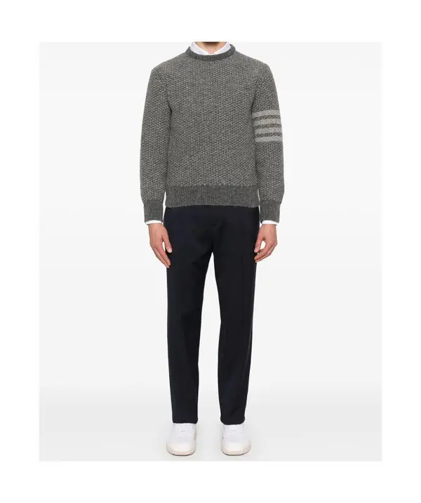 Thom Browne 4-bar Textured Knit Sweater - Medium Gray