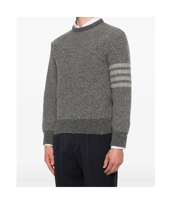 Thom Browne 4-bar Textured Knit Sweater - Medium Gray