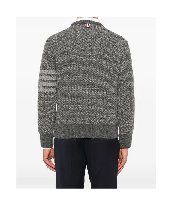 Thom Browne 4-bar Textured Knit Sweater - Medium Gray
