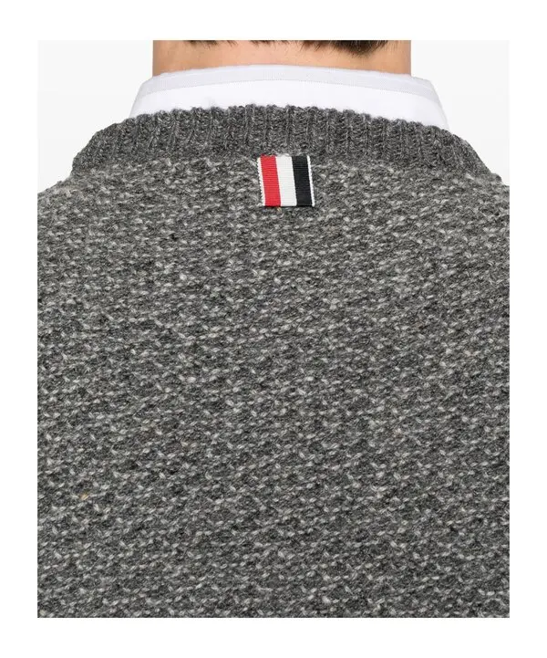Thom Browne 4-bar Textured Knit Sweater - Medium Gray