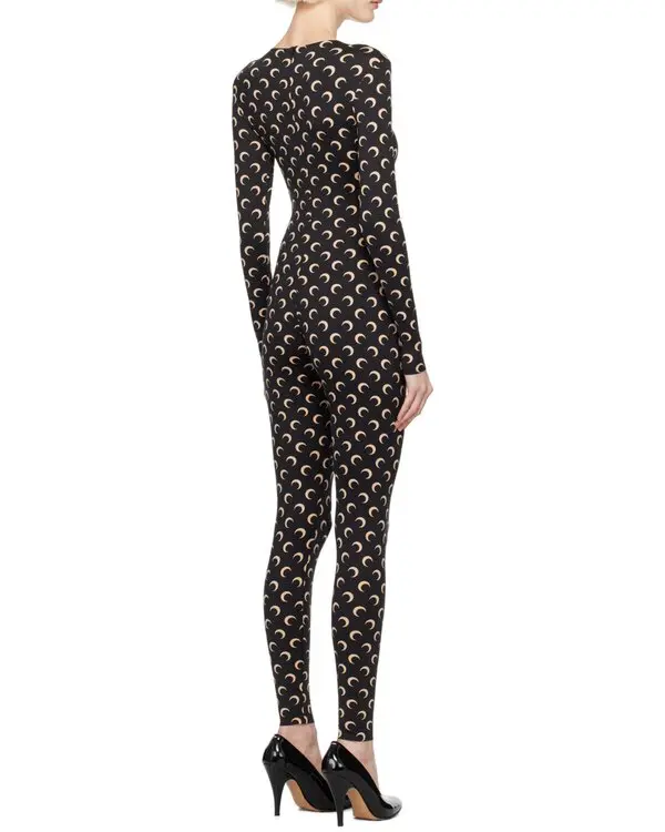 MARINE SERRE Moon Monogram Crewneck Jumpsuit - Black