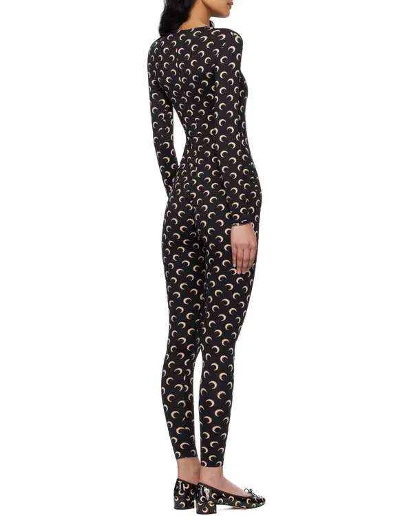 MARINE SERRE Moon Monogram Crewneck Jumpsuit - Black