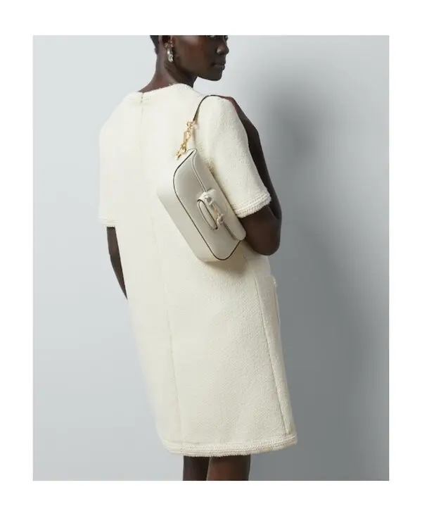 Gucci Short-sleeved Wool Tweed Dress With Interlocking G Button Detail