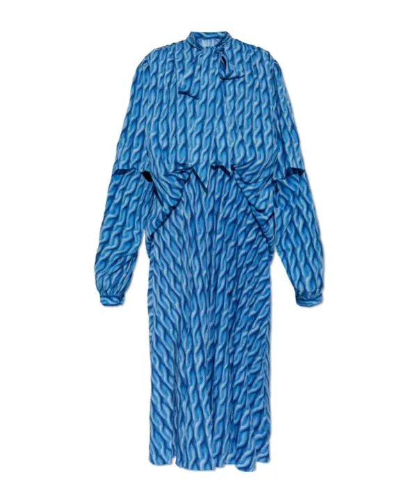 Balenciaga Printed Tie Detailed Dress