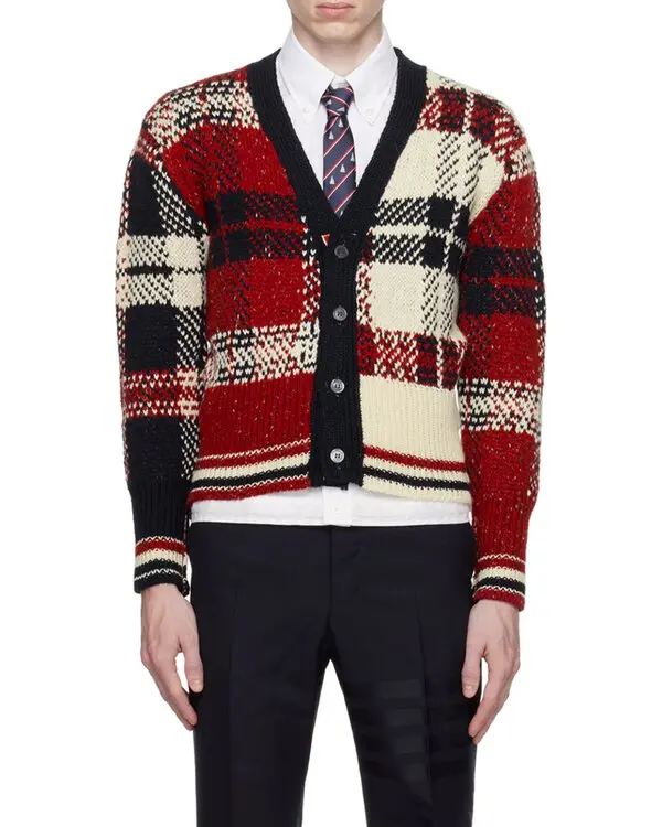 Thom Browne Checkered Button-up Knit Cardigan