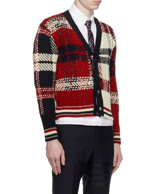 Thom Browne Checkered Button-up Knit Cardigan