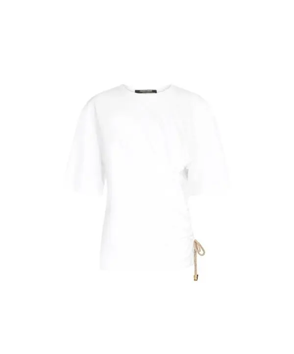 Roberto Cavalli Crewneck T-shirt With Side Drawstring Detail - White