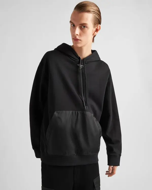 Prada Triangle-logo Drawstring Hoodie