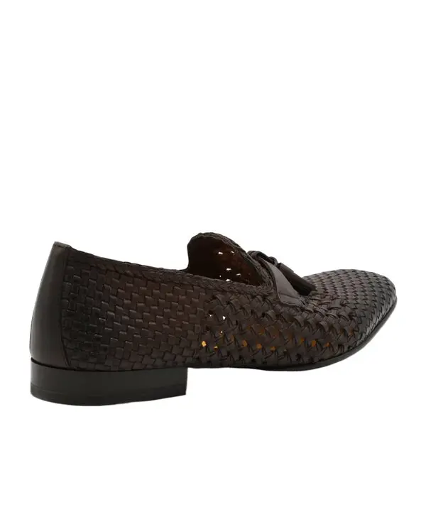 DOUCAL'S Woven Tassel Loafers - Black