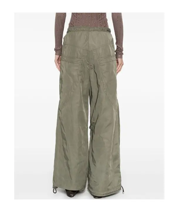 Attico Wide Leg Drawstring Cargo Pants - Green