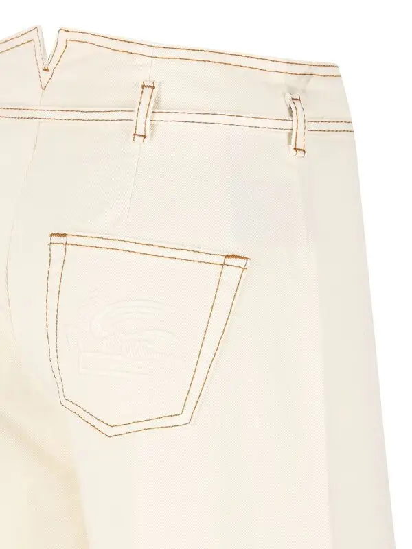 Etro Wide Leg Jeans With Contrast Stitching - Beige