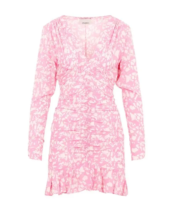 Isabel Marant Étoile Floral Ruched V-neck Mini Dress