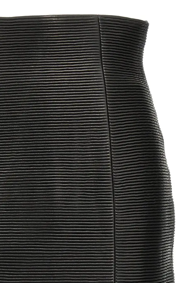 Balmain Ribbed Leather High-waist Mini Skirt