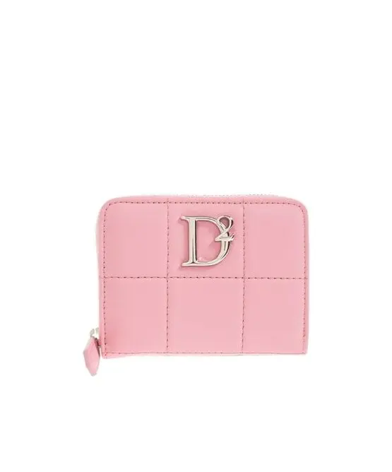 Dsquared2 Logo Plaque Zip-around Quilted Wallet - Pink