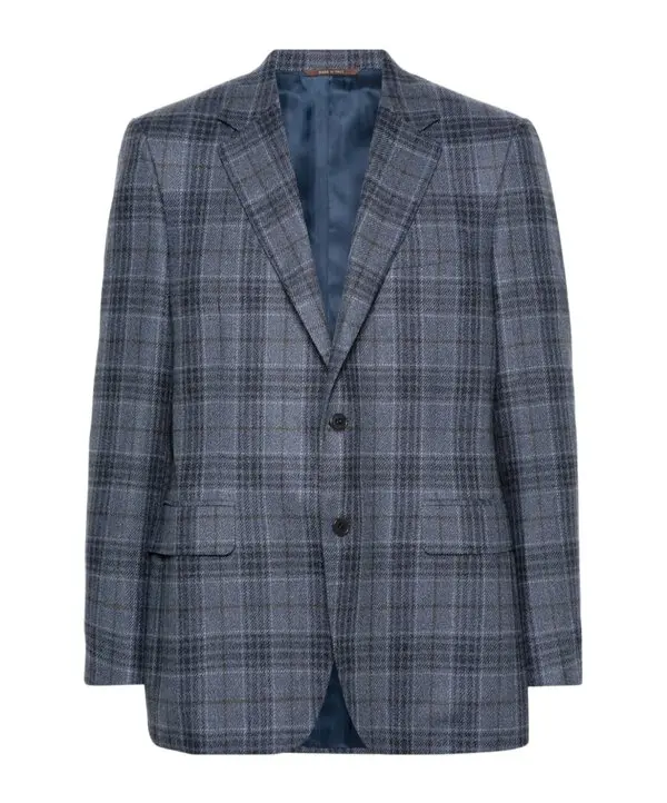 Canali Checked Single-breasted Blazer - Blue