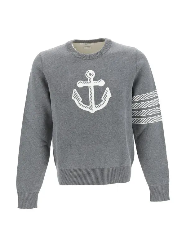 Thom Browne Anchor Jacquard Jumper - Gray