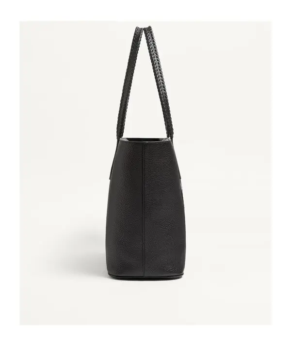 Valentino Garavani Grainy Calfskin Nellcôte Shopping Bag With Studded Vlogo - Nero