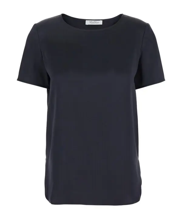 Max Mara Crewneck Satin Top - Black