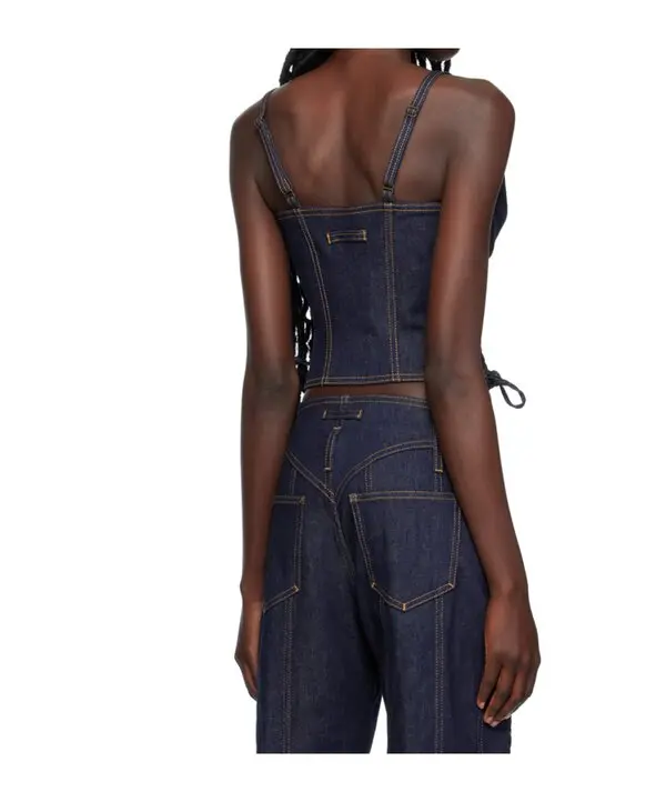 JEAN PAUL GAULTIER Denim Corset Top With Side Seam Ties