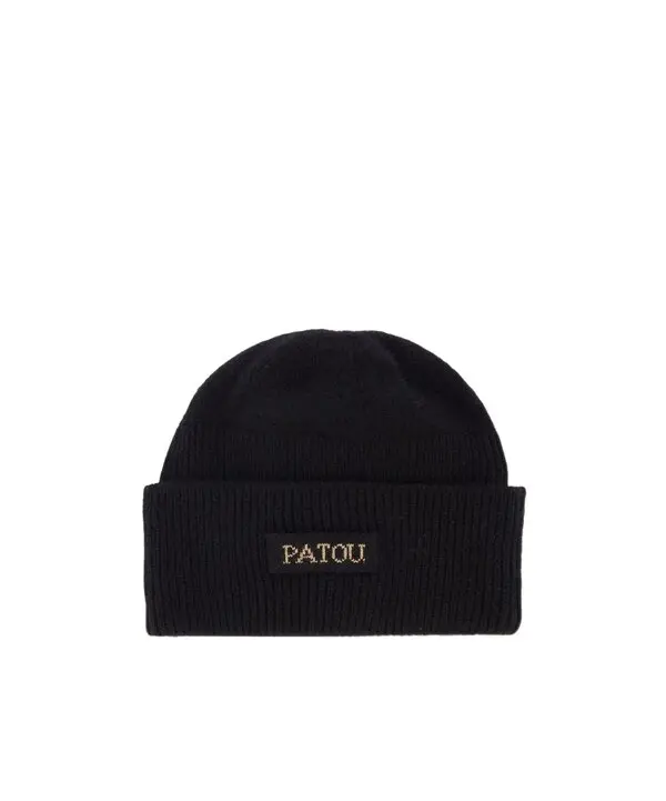 PATOU Logo-patch Turn-up Brim Beanie - Black