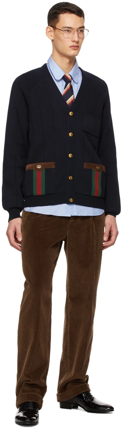 Gucci V-neck Knitted Cardigan With Web Detail