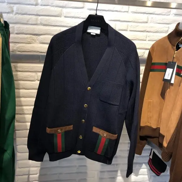 Gucci V-neck Knitted Cardigan With Web Detail