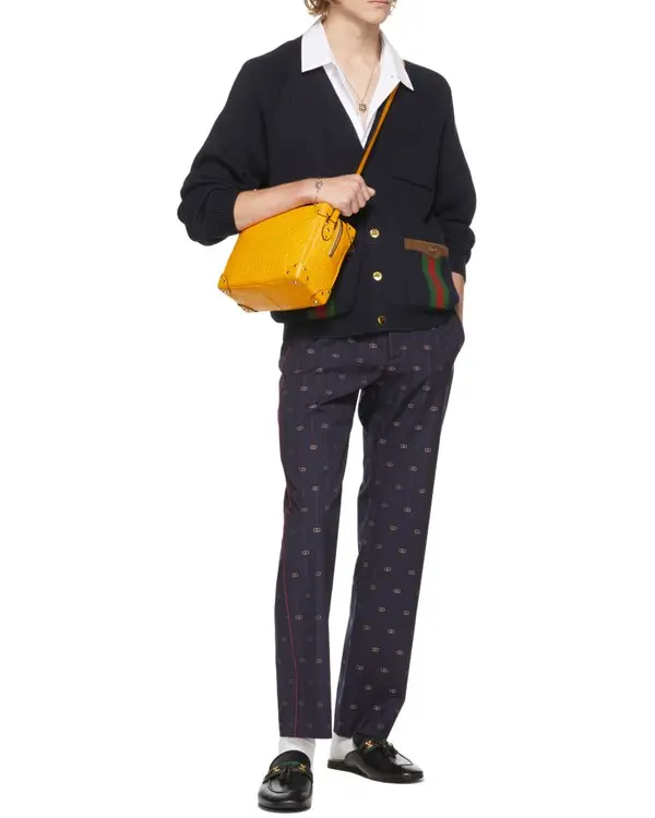 Gucci V-neck Knitted Cardigan With Web Detail