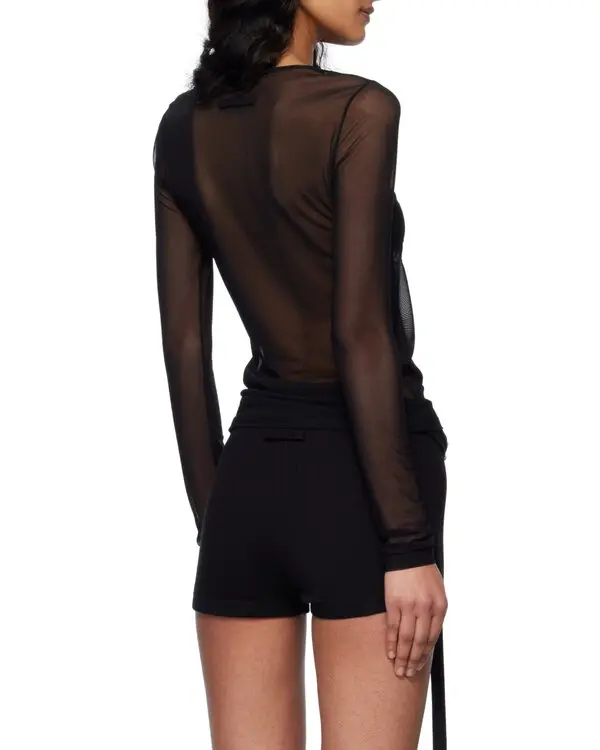 JEAN PAUL GAULTIER Sheer Logo Long Sleeve Top