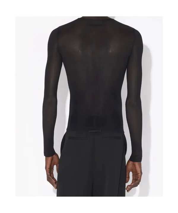 JEAN PAUL GAULTIER Sheer Logo Long Sleeve Top
